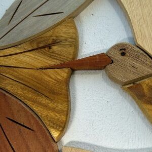 Art | Intarsia Bird Wooden Hummingbird Wall Art Multi Color Pattern ...